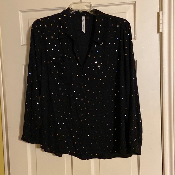 NY Collection | Tops | Ny Collection Black And Silver Blouse | Poshmark